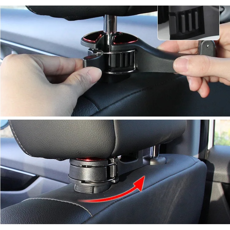 Suport auto multifunctional cu prindere de tetiera, Rosu/Negru, 12 x 6 ...