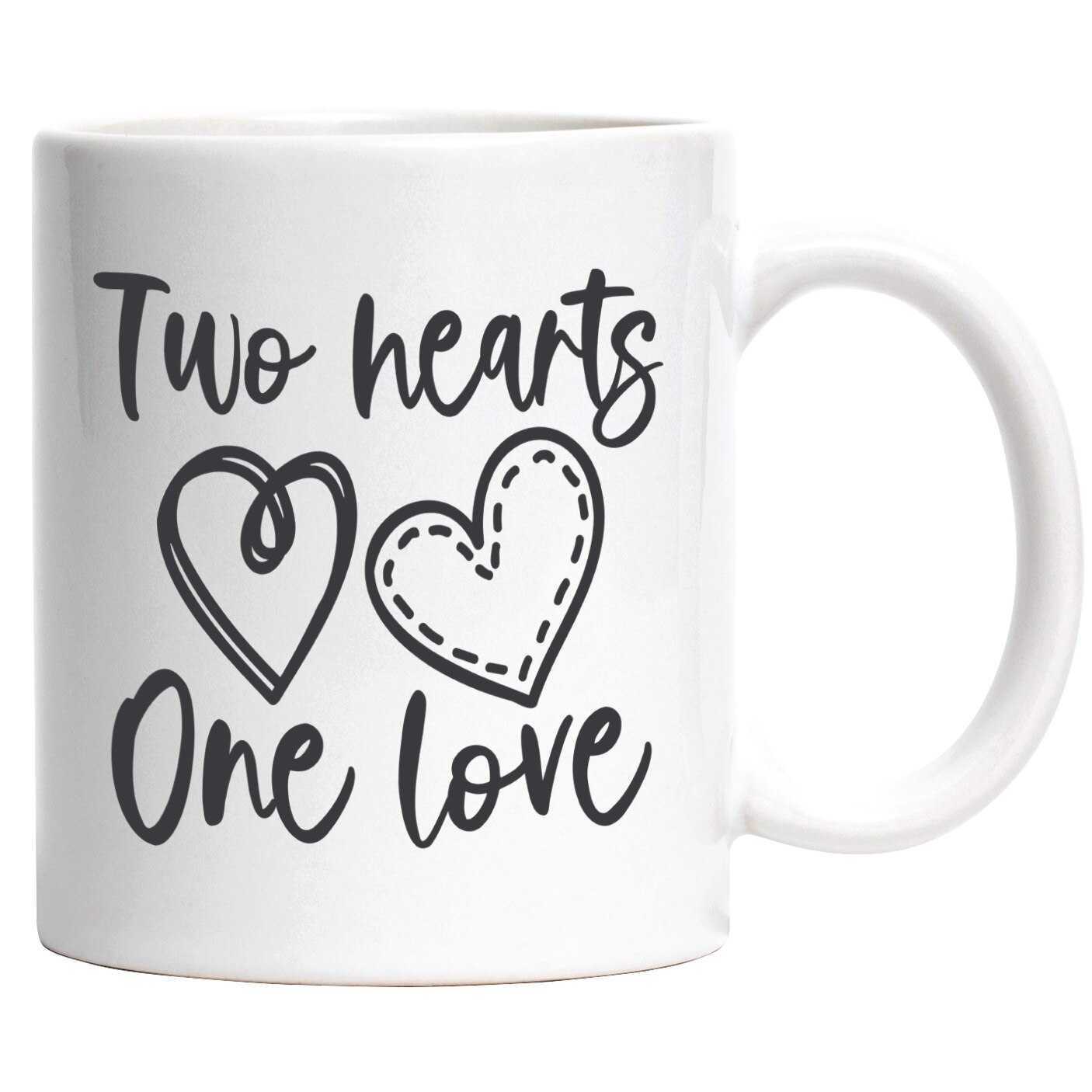 Cana Cu Mesaj In Engleza Two Hearts One Love, Indragostiti, Cuplu, Doua ...