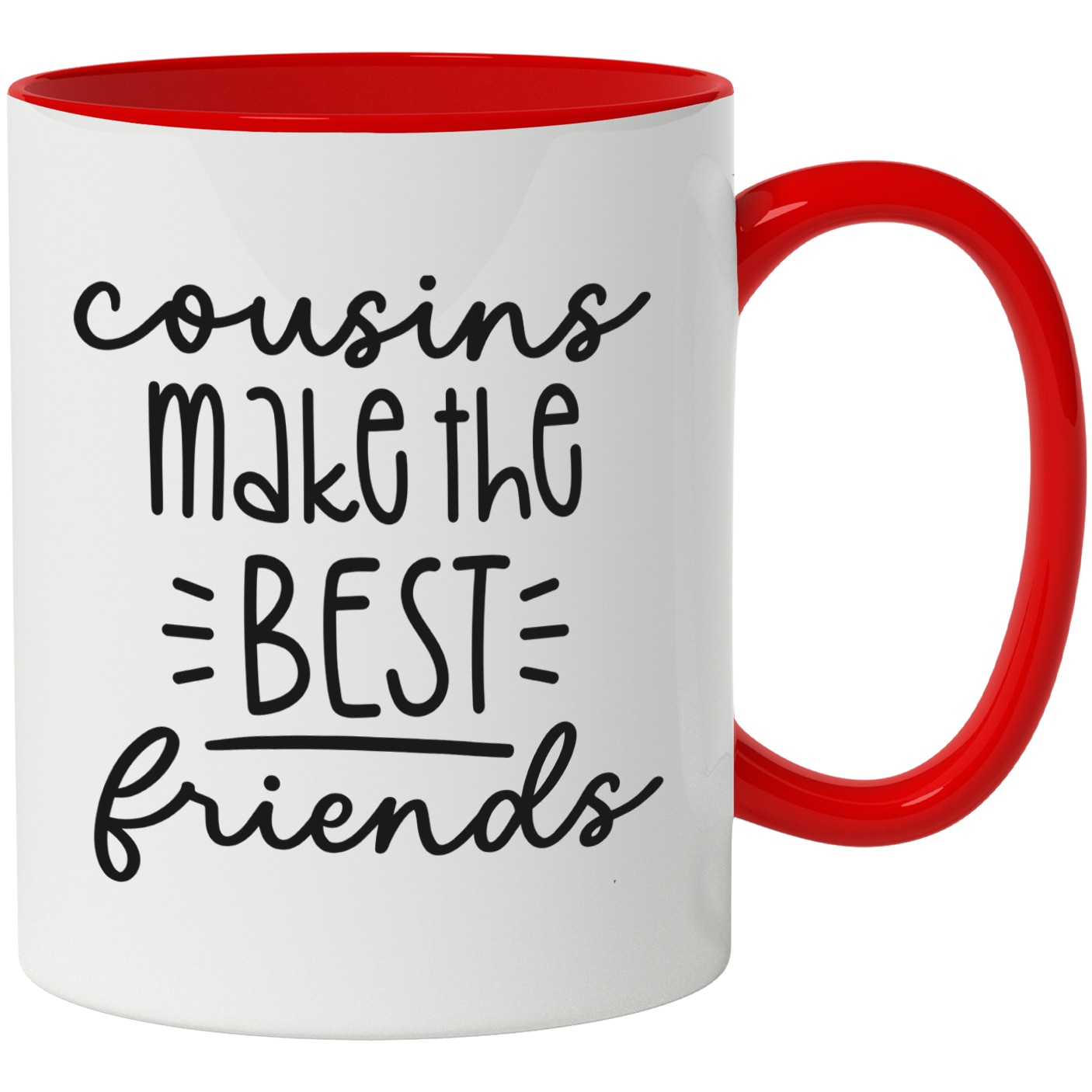 Чаша с надпис на английски език Cousins Make The Best Friends, Cousins, Friends, Family, черно ...
