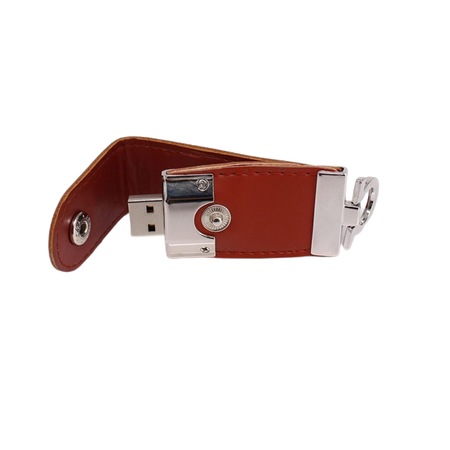 Memorie USB 32GB 3.0, tip breloc, din metal si piele culoare maro - eMAG.ro