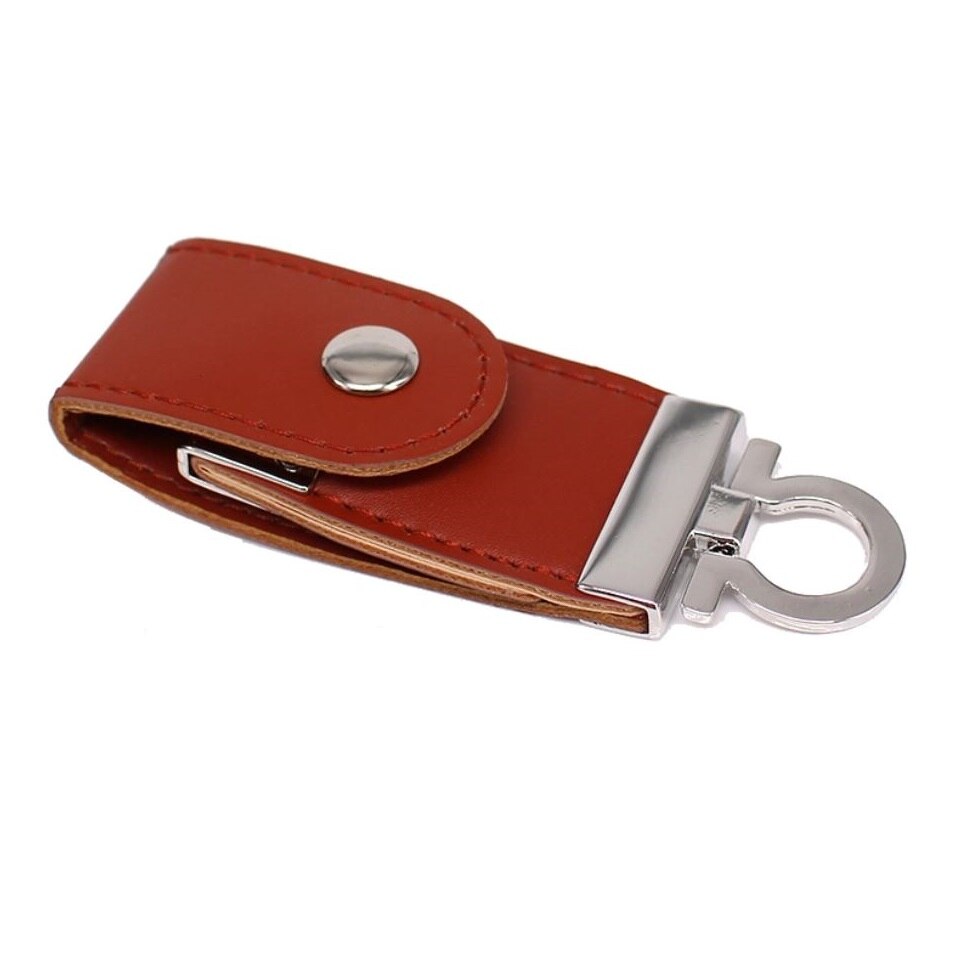 Memorie USB 32GB 3.0, tip breloc, din metal si piele culoare maro - eMAG.ro