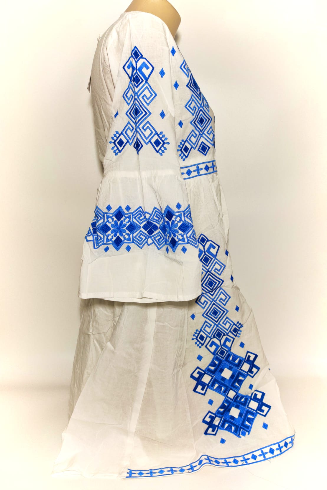 Rochie traditionala brodata tip ie, bumbac, alba, model 05 - eMAG.ro