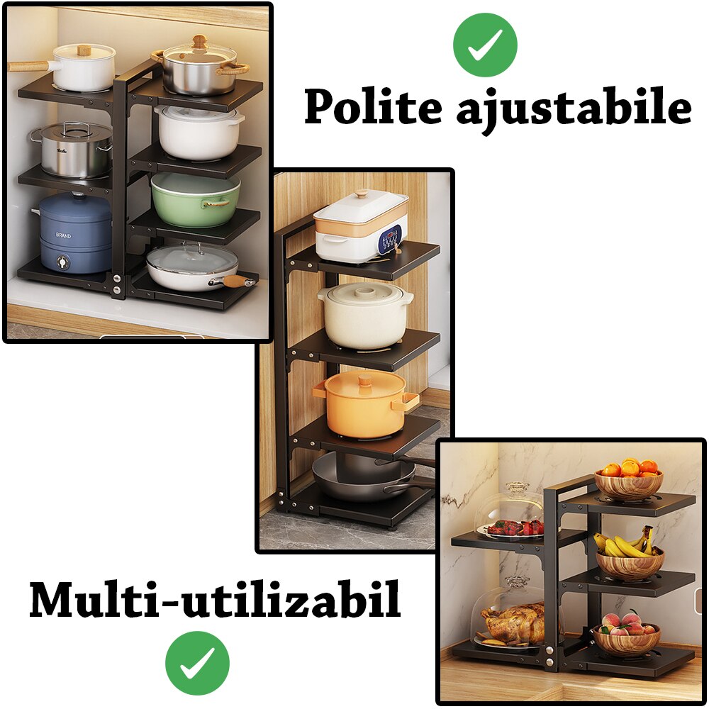 Suport organizator pentru tigai, oale si capace, structura solida, 7 ...
