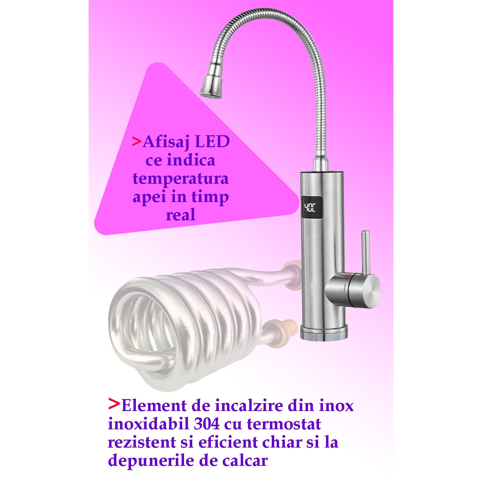 Robinet Instant apa calda, pentru bucatarie, baie, exterior, Putere ...