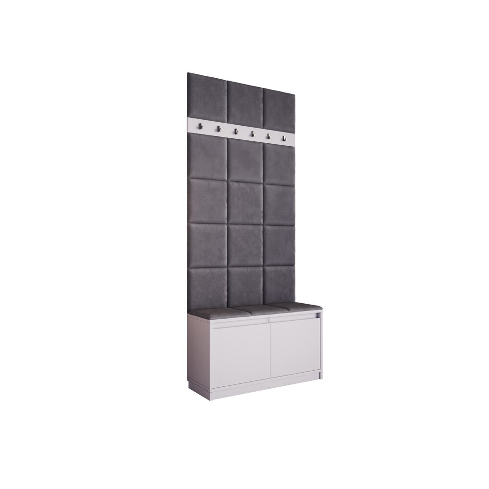 Cuier Klaus II, alb cu tapiterie gri inchis, 90 x 205 x 33 cm - eMAG.ro