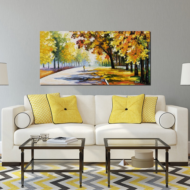 Tablou pictat manual living, dormitor, Plimbare relaxanta, aer curat ...