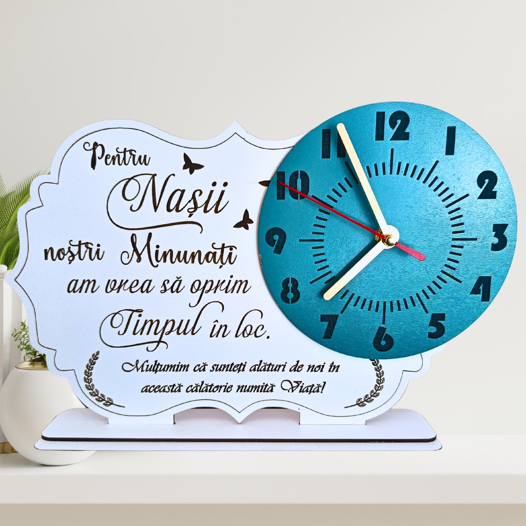 Tablou ceas personalizat cu mesaj standard ''Nasii nostri minunati ...