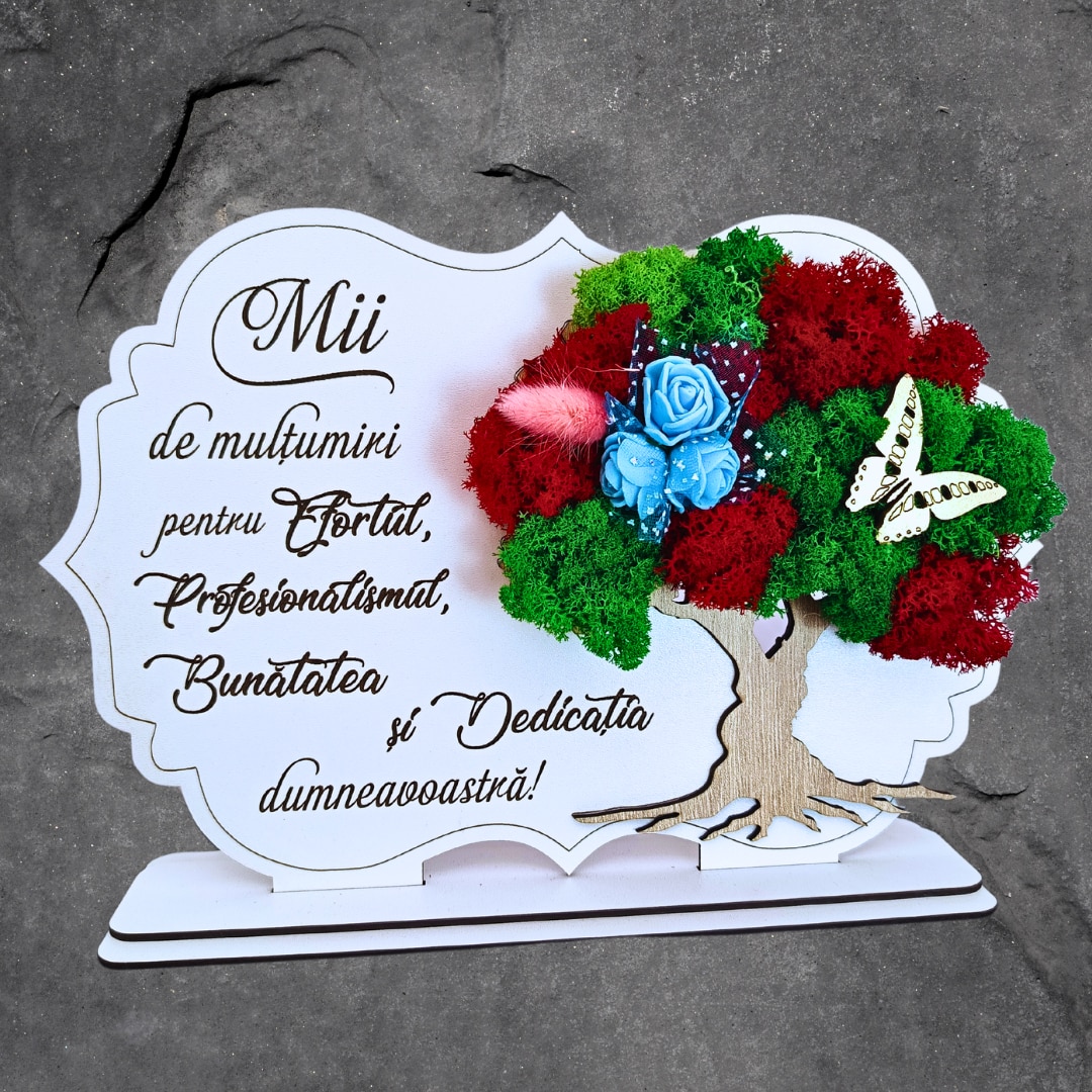 Tablou personalizat cu mesaj standard ''Mii de multumiri'', cadou ...