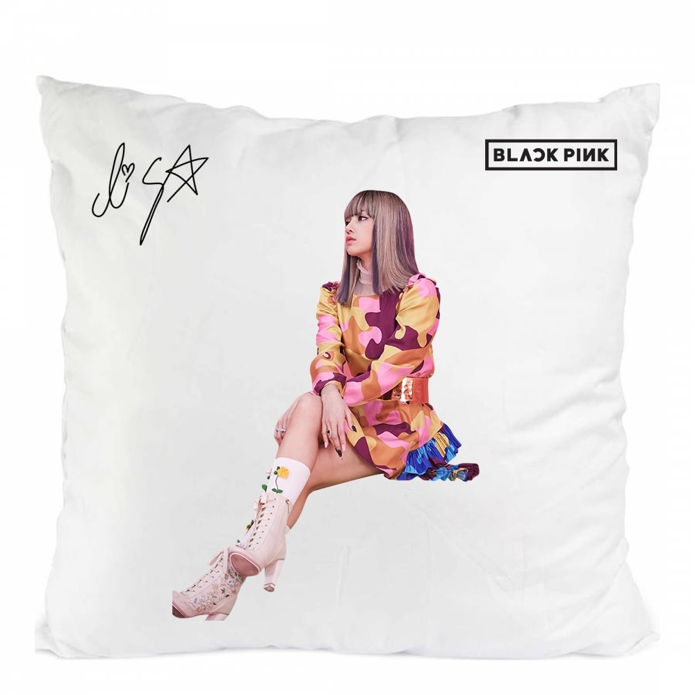 Perna personalizata blackpink lisa blinks, Poliester, Alb, 40 x 40 cm ...