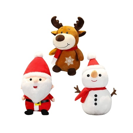 Set 3 Plusuri, Mos Craciun, Omul de Zapada, Ren, multicolor, 30 cm ...