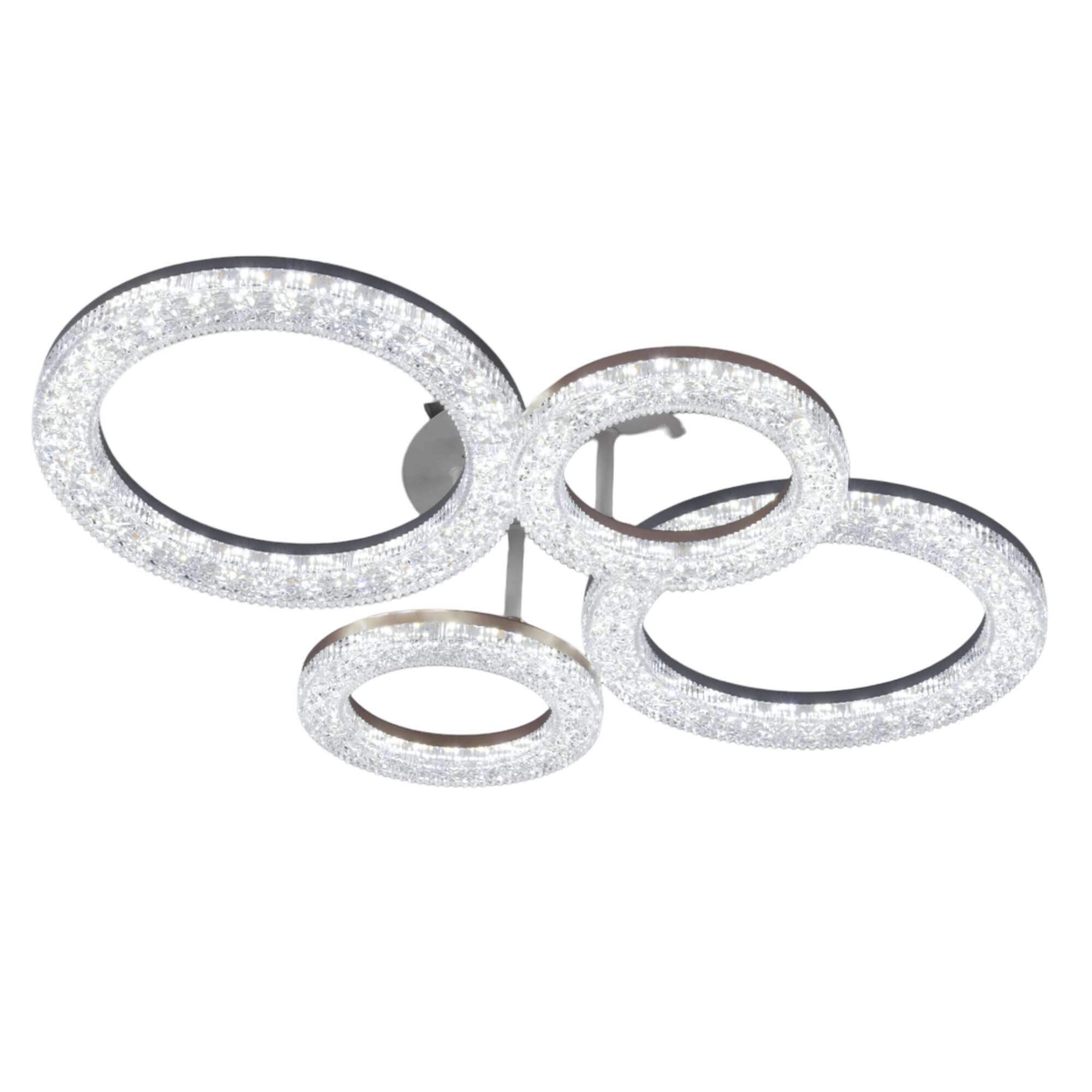 Lustra LED 4 cercuri, diamante, telecomanda wifi 2.4G, lumina/rece ...