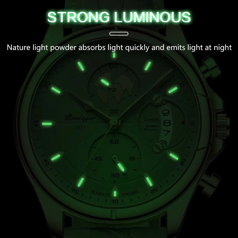 Ceas barbati de mana Poedagar Casual Elegant Quartz Cronograf Luxury ...