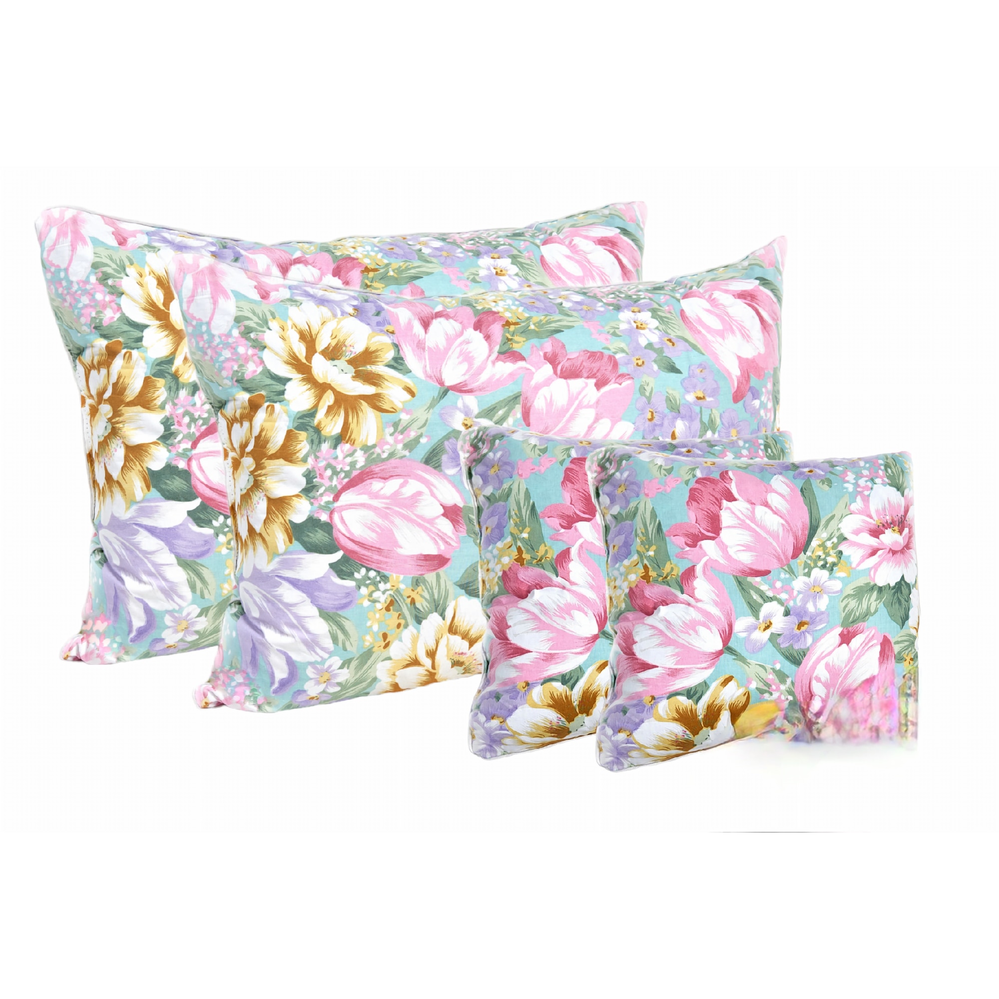 Set 2 perne 50x70 SI 2 perne 40x40 din puf si pana de gasca cu imprimeu ...