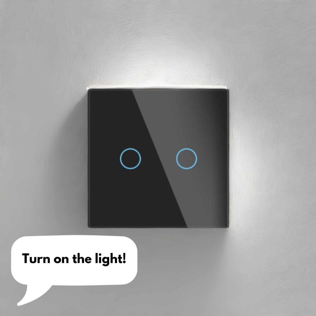 Intrerupator inteligent Negru cu touch, Wi-Fi, fara nul, 2 canale, RF ...