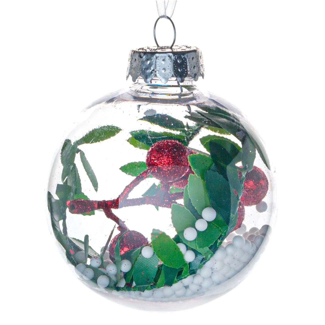 Ornament Brad de Craciun Shopiens® din plastic, tip Glob Transparent ...