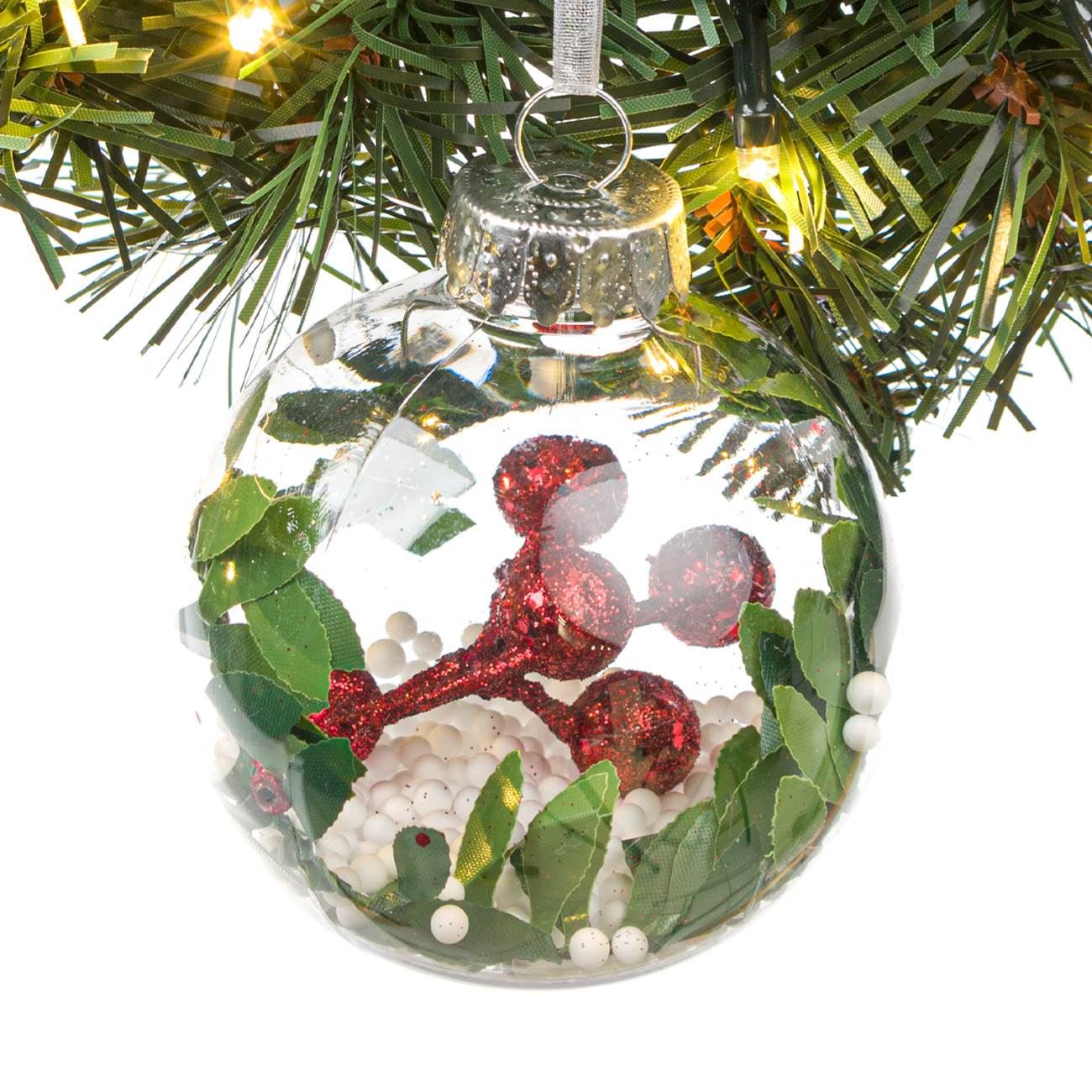 Ornament Brad de Craciun Shopiens® din plastic, tip Glob Transparent ...