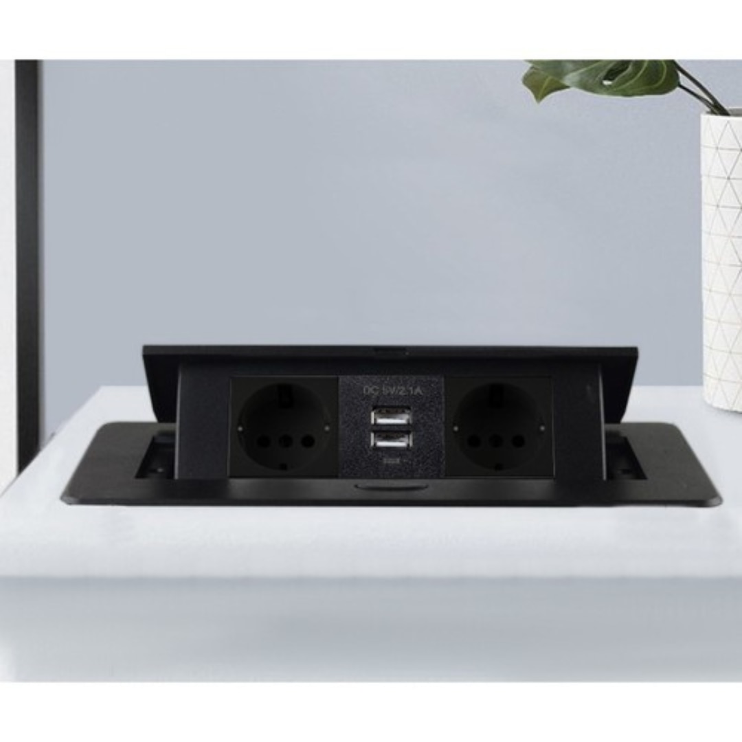 Priza Incorporabila in Blat Bucatarie, Masa sau Birou Lemaro®, 2 USB si ...