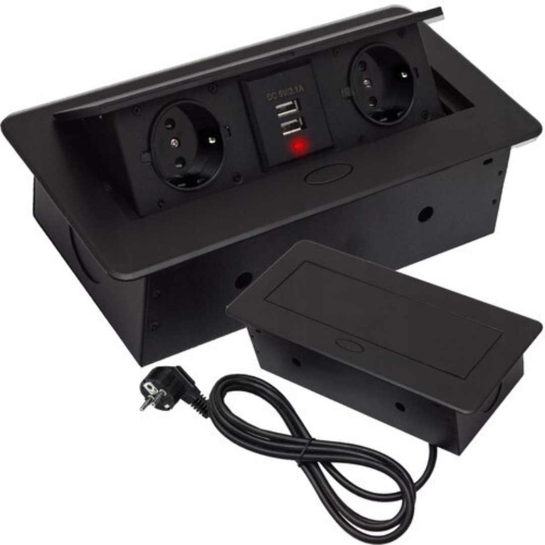 Priza Incorporabila in Blat Bucatarie, Masa sau Birou Lemaro®, 2 USB si ...