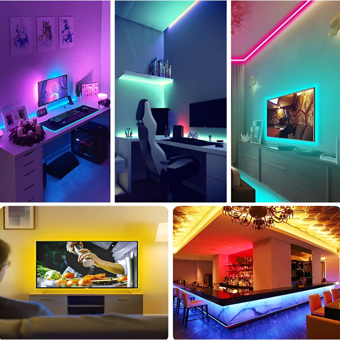 RGB Led лента за телевизор, монитор, мебели, USB връзка, 2M дължина ...