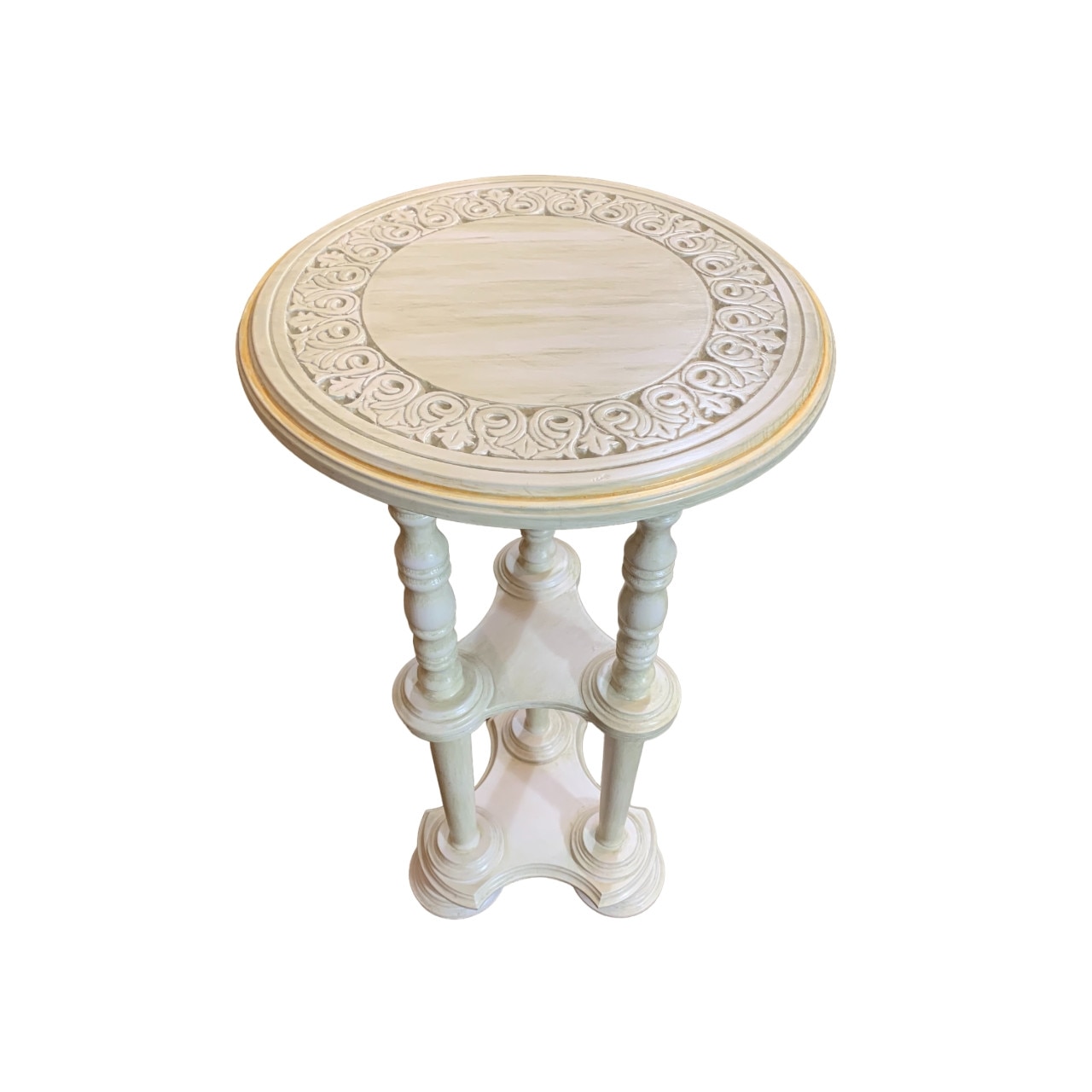 Masuta inalta din lemn masiv, 78x38 cm, alb antichizat - eMAG.ro