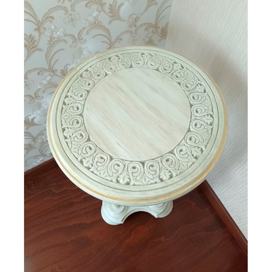 Masuta inalta din lemn masiv, 78x38 cm, alb antichizat - eMAG.ro