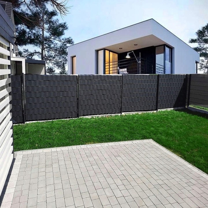 Panou de gard pentru intimitate in gradina, PVC, 35 x 0.05 m, gri ...