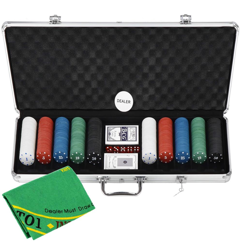 Set de Poker Complex cu 500 de jetoane, covoras verde, 2 seturi de ...