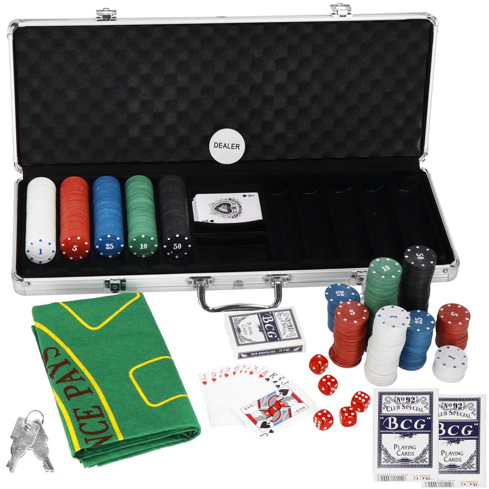 Set de Poker Complex cu 500 de jetoane, covoras verde, 2 seturi de ...