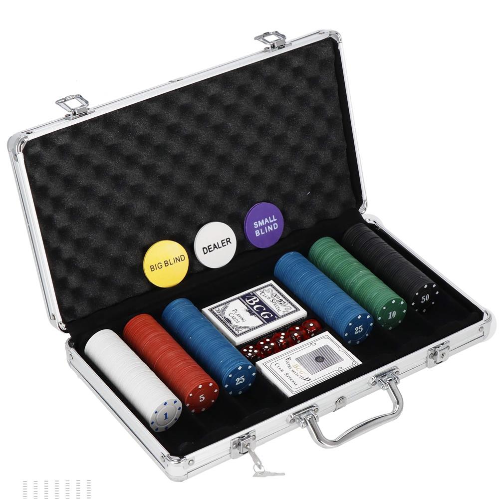 Set de Poker Complex cu 300 de jetoane, 2 seturi de carti, 5 zaruri, in ...