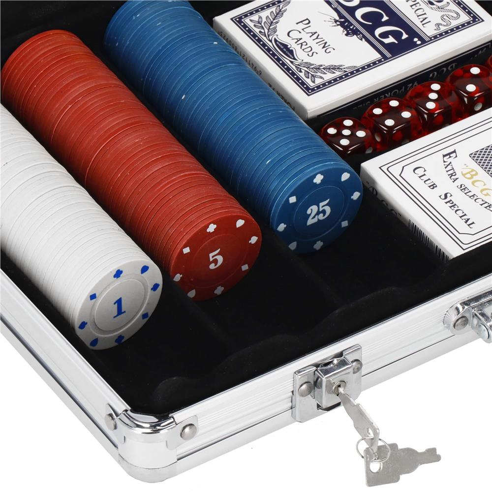 Set de Poker Complex cu 300 de jetoane, 2 seturi de carti, 5 zaruri, in ...
