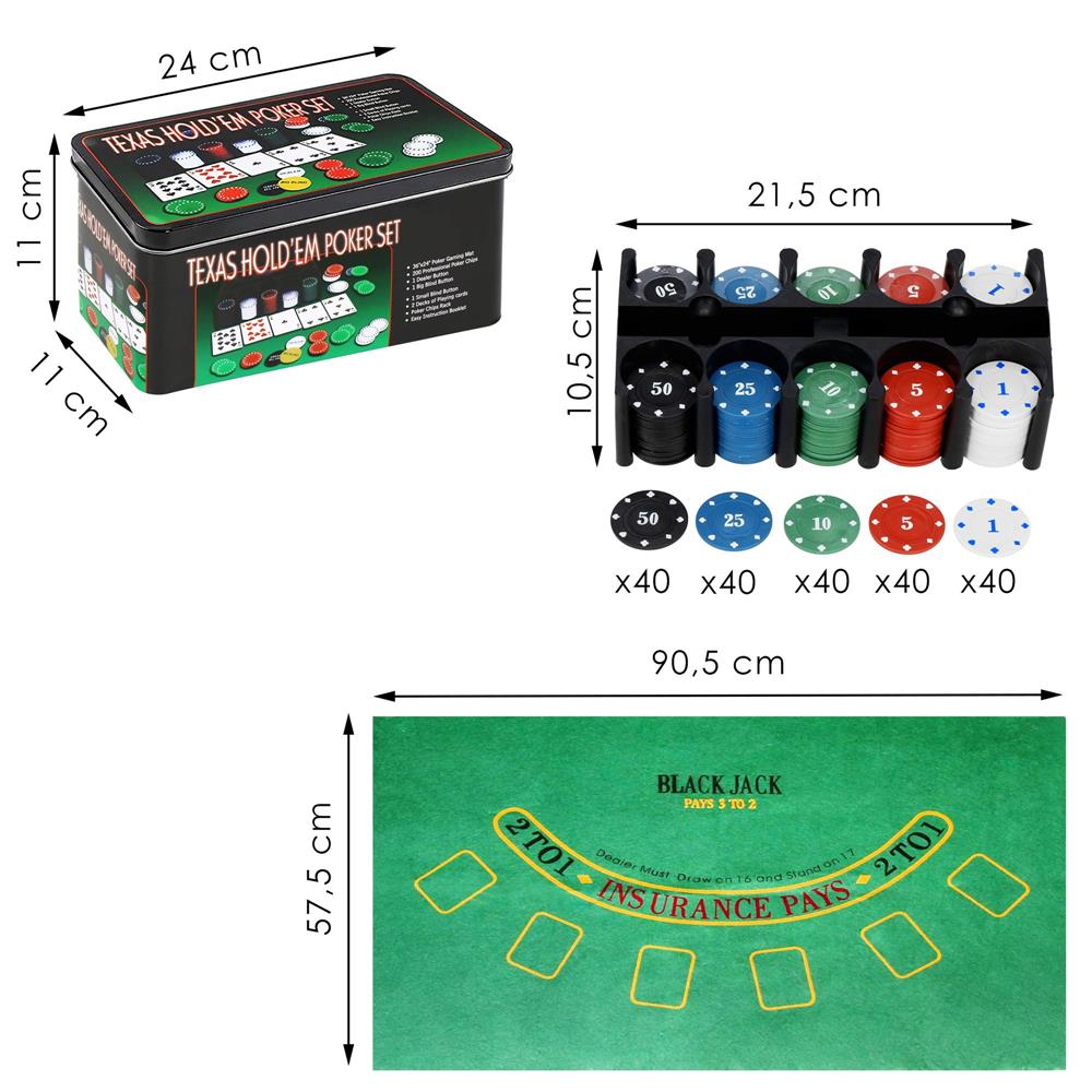 Set de Poker Complex cu 200 de jetoane, covoras verde, 2 seturi de ...