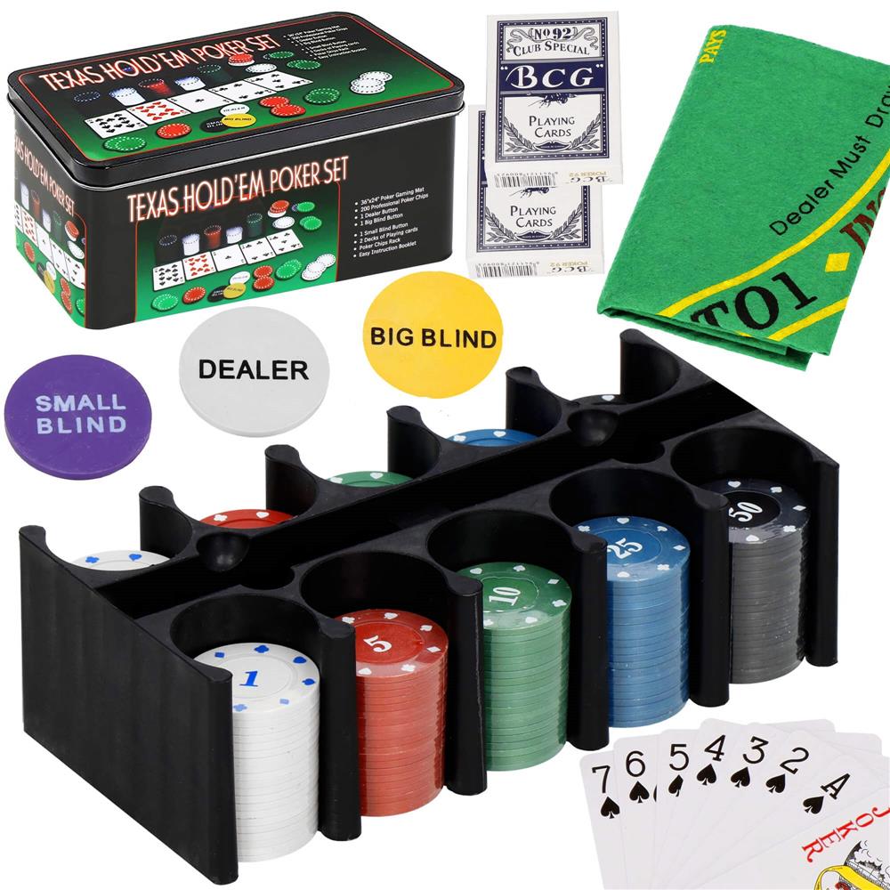 Set de Poker Complex cu 200 de jetoane, covoras verde, 2 seturi de ...