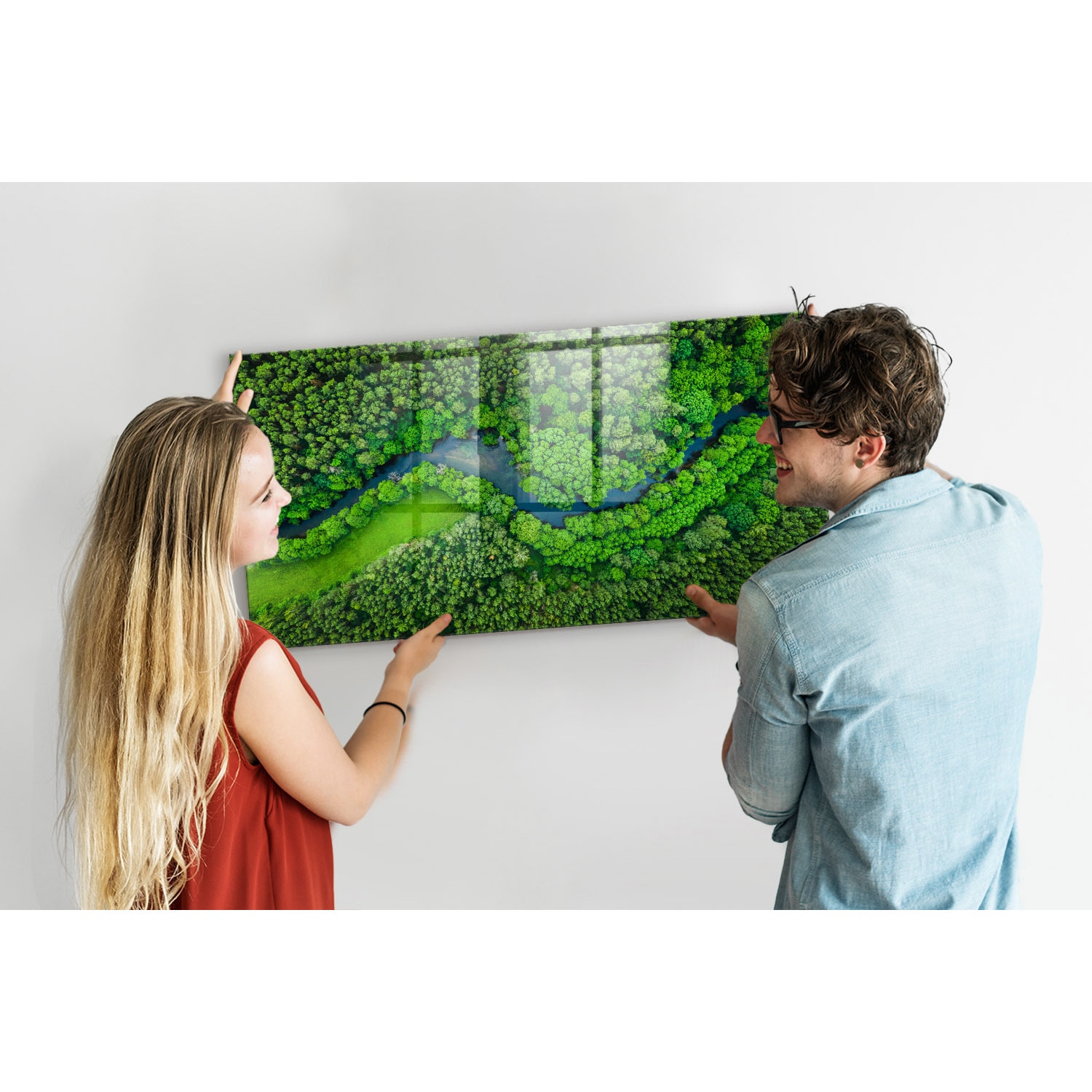 Tabla magnetica, Sticla, Rau In Padure, 120 cm x 60 cm, Verde, 00088543 ...