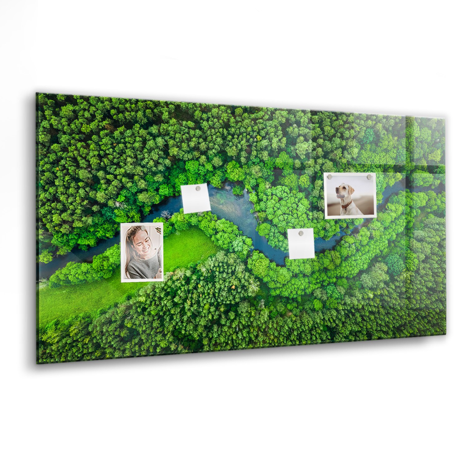 Tabla magnetica, Sticla, Rau In Padure, 120 cm x 60 cm, Verde, 00088543 ...