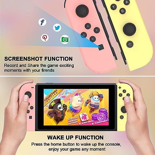 Set 2 controlere, Compatibile cu Nintendo Switch, Roz/Galben - eMAG.ro