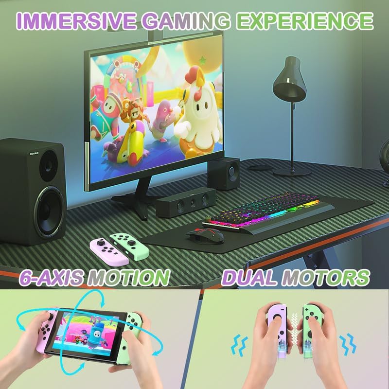 Set 2 controlere, Compatibile cu Nintendo Switch, Verde/Violet - eMAG.ro