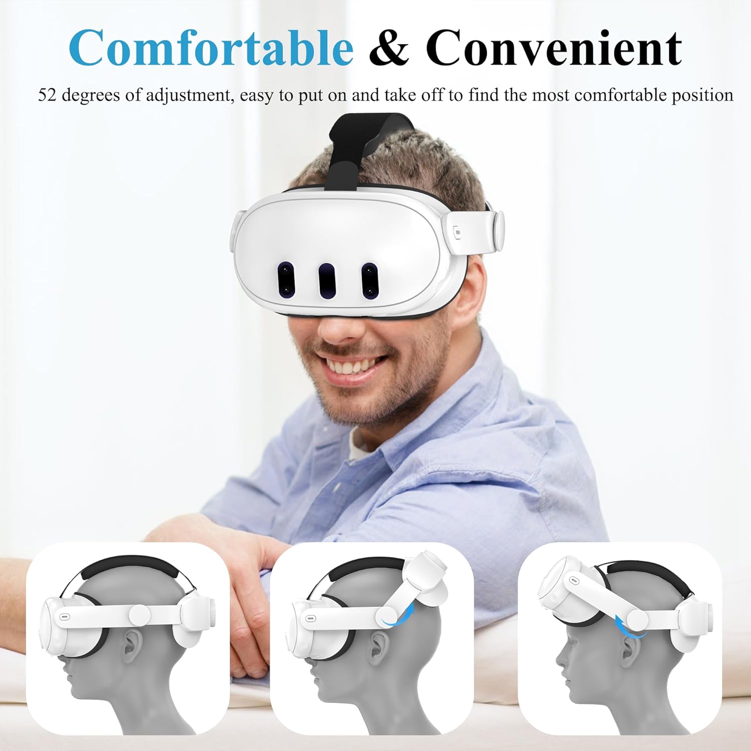 Accesoriu de cap pentru ochelari VR, Compatibil cu Meta/Oculus Quest 3 ...