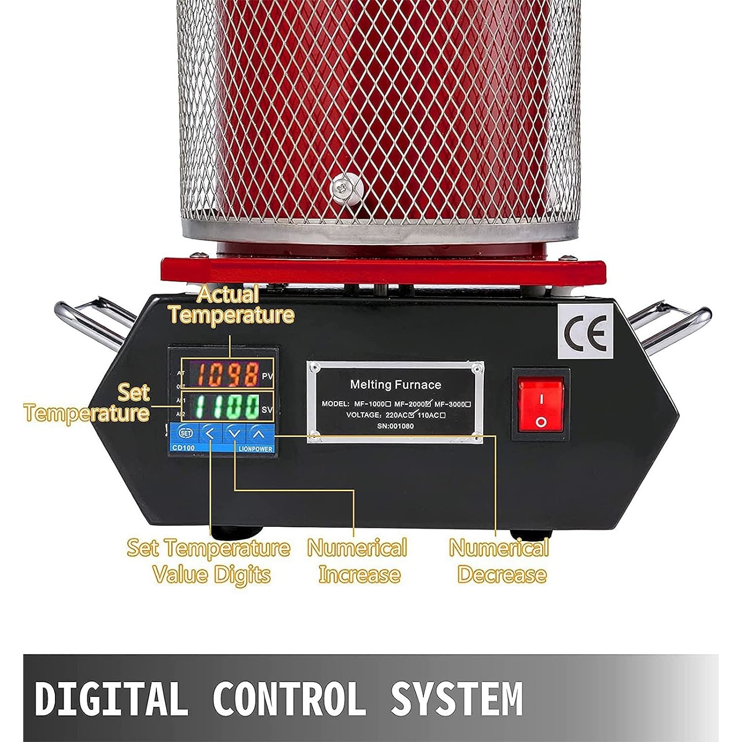 Cuptor de topire, Capacitate 2KG, 220V, 2050W, Aluminiu, Afisaj digital ...