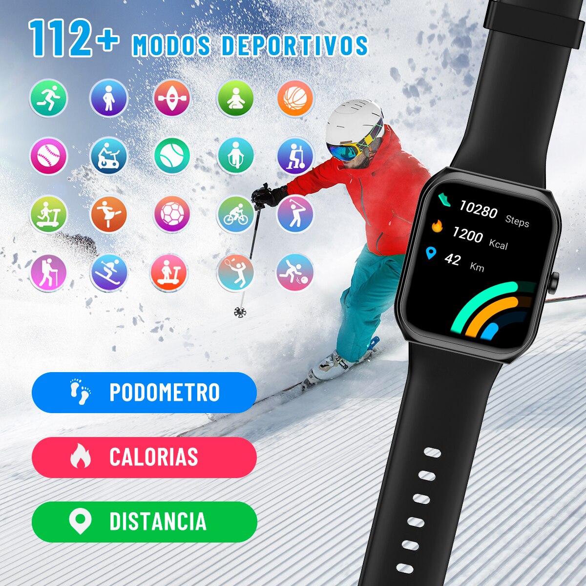 Smartwatch часовник Kenoeestar, Bluetooth разговори, фитнес, спорт ...