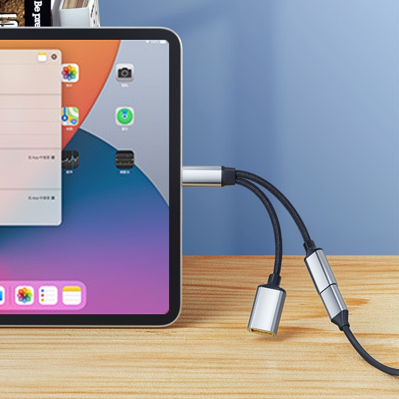 Adaptor OTG USB Type-C Splitter, 2 in 1 USB C Splitter cu incarcare PD ...