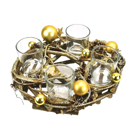 Suport pentru lumanari de Advent auriu 8x23 cm - eMAG.ro