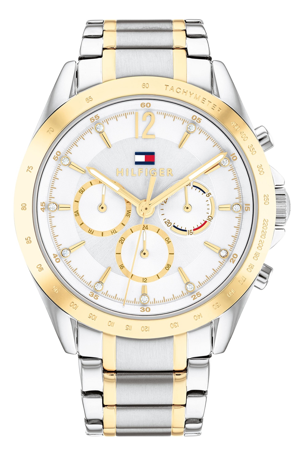 Tommy Hilfiger, Двуцветен часовник от неръждаема стомана, Сребрист ...