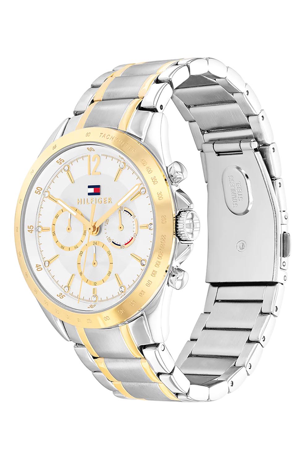 Tommy Hilfiger, Двуцветен часовник от неръждаема стомана, Сребрист ...