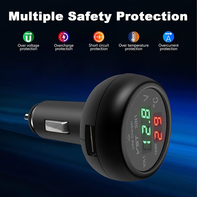 Contor de tensiune auto multifunctional 3 in 1, termometru auto ...
