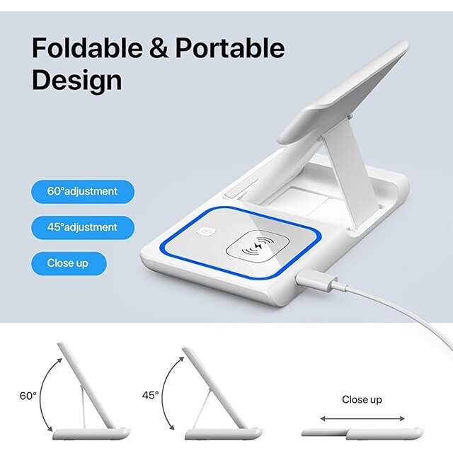 Incarcator fara fir, 3in1, Pentru iPhone/Apple Watch/AirPods, Alb - eMAG.ro