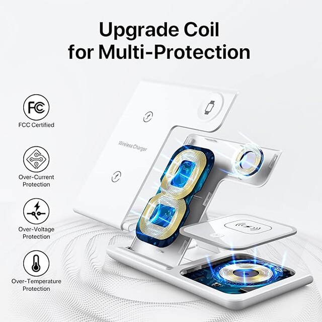 Incarcator fara fir, 3in1, Pentru iPhone/Apple Watch/AirPods, Alb - eMAG.ro
