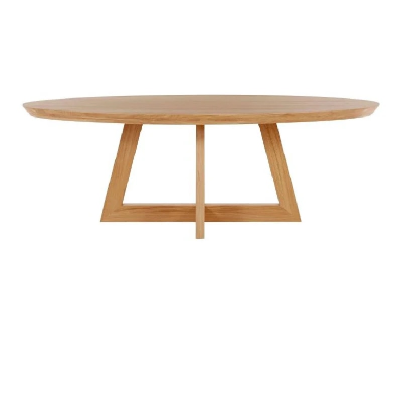 Masa ovala Andas Georgsen, lemn masiv, natur, 140 x 110 x 75 cm - eMAG.ro