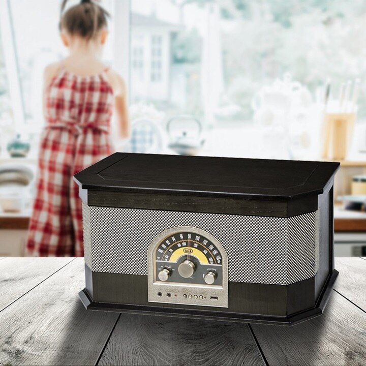 Pick up retro sistem audio stereo vintage lemn mahon, MP3, radio, port ...