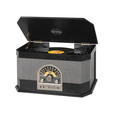 Pick up retro sistem audio stereo vintage lemn mahon, MP3, radio, port ...
