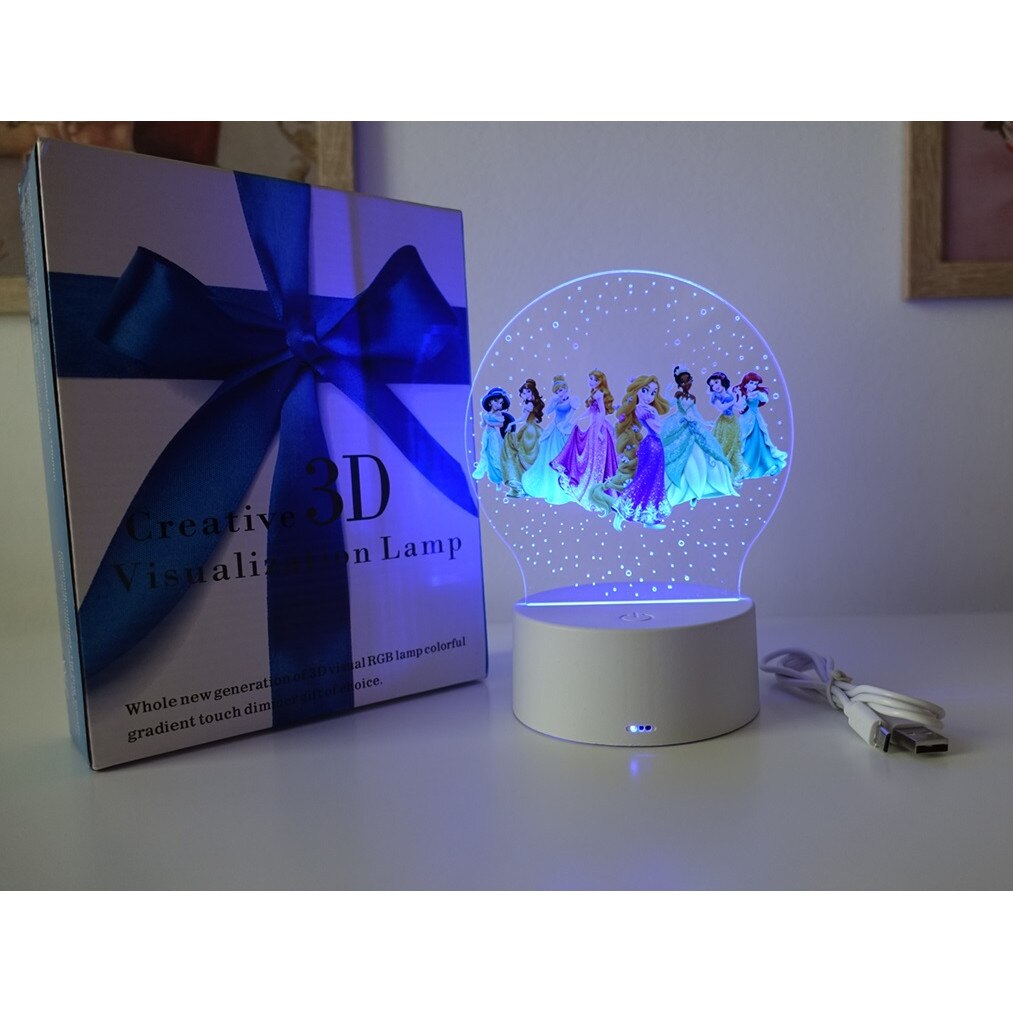 LED нощна лампа, Disney Princess 7 цвята, USB захранване или 3 АА ...